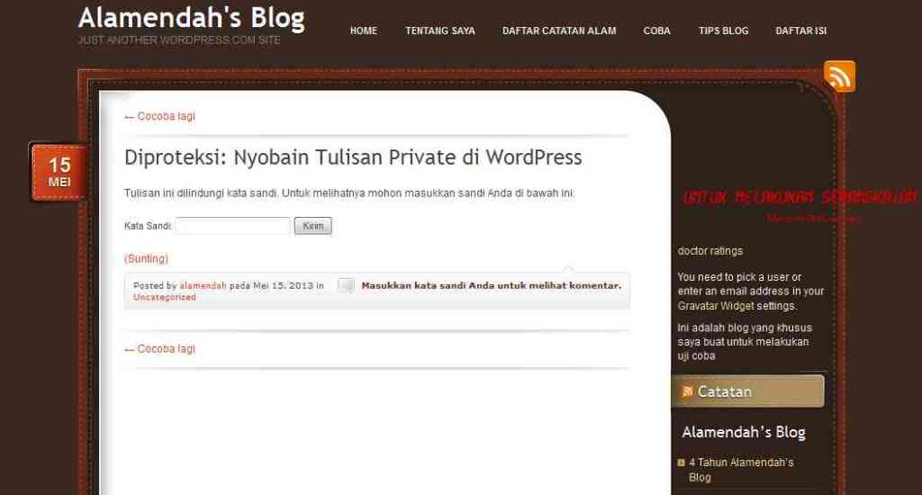 Membuat Blog / Tulisan Private di Blog WordPress | Alamendah's Blog